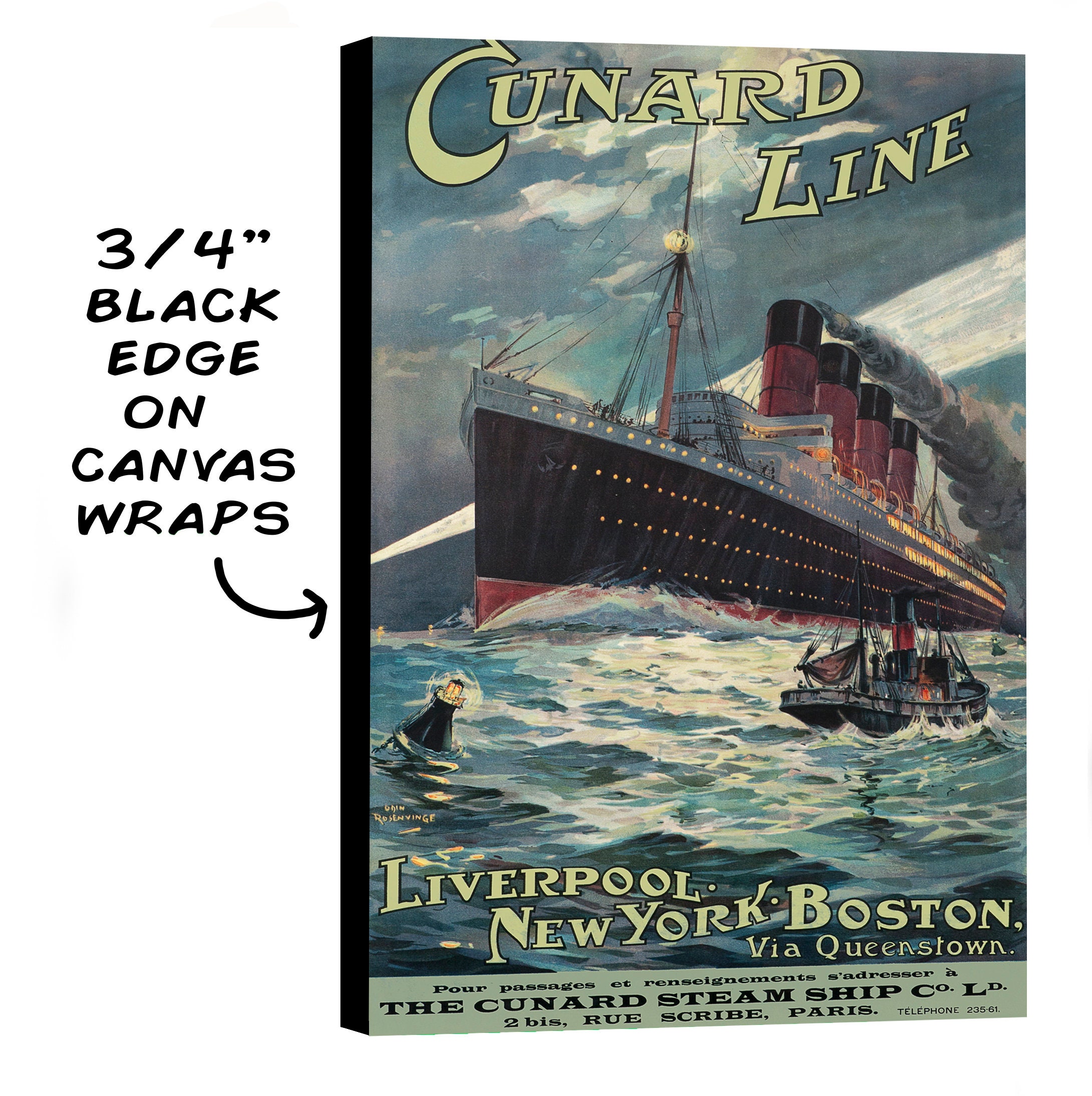 Vintage Cuard Line Cruise Ship Ocean Liner Poster, Liverpool, New York ...
