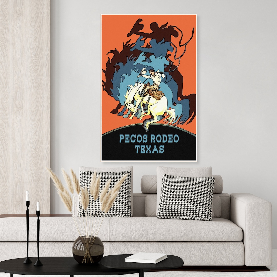 Pecos Rodeo Vintage Poster, Western, Trick Riding, Horses, Cowboy ...