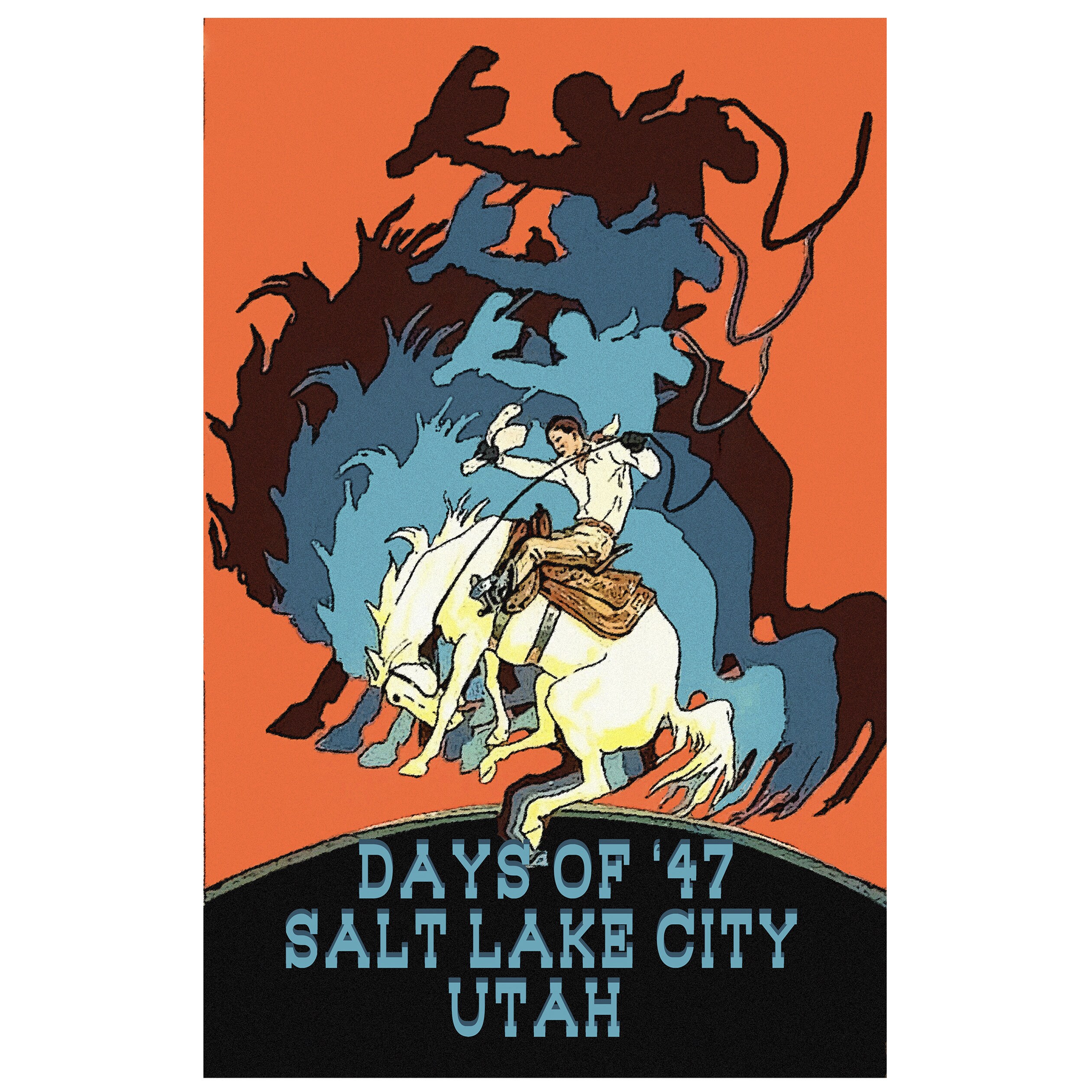 Days of '47 Rodeo Vintage Poster, Western, Trick Riding, Horses, Cowboy ...