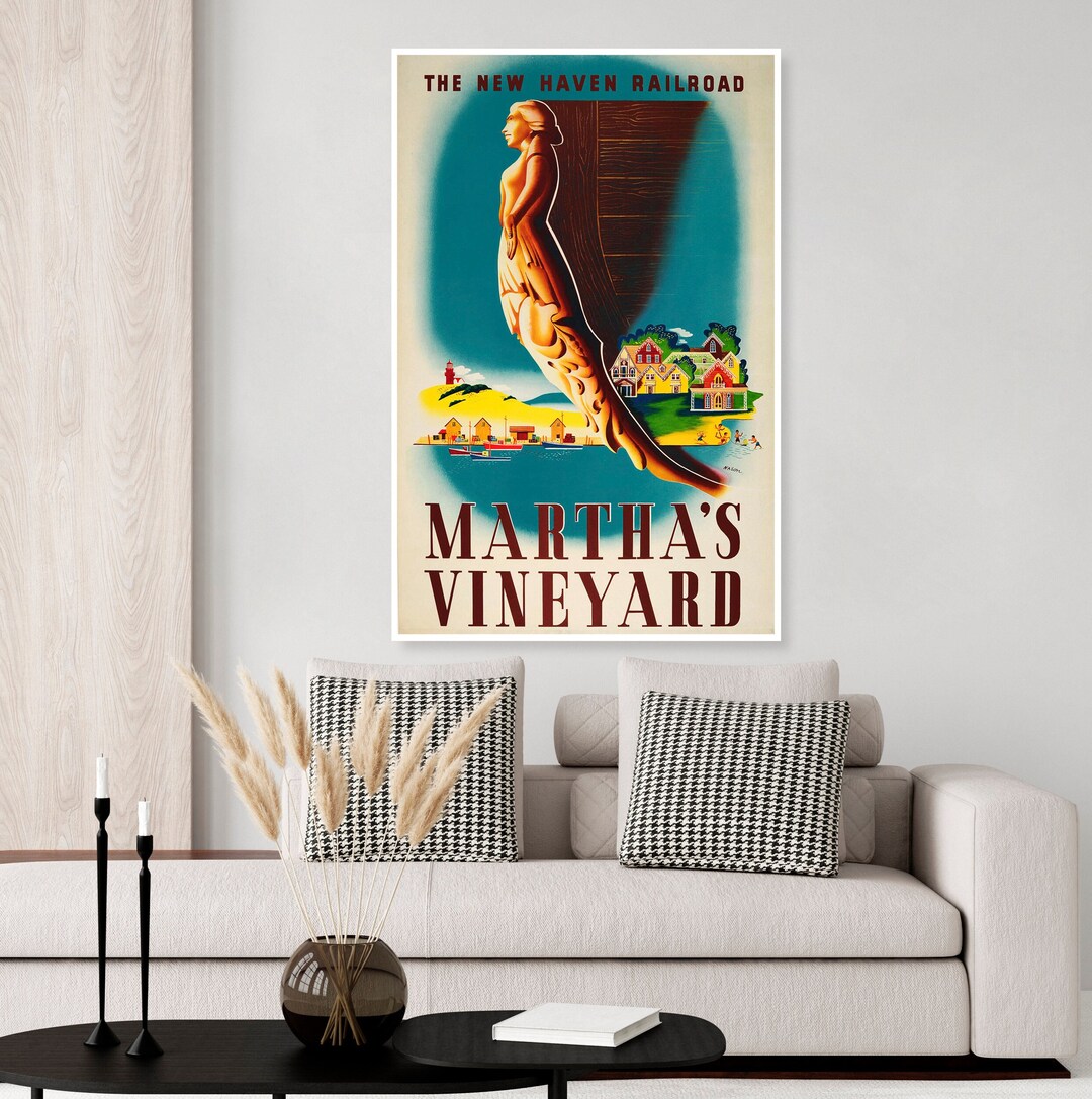 Vintage Martha's Vineyard Massachusetts New England Travel Poster ...