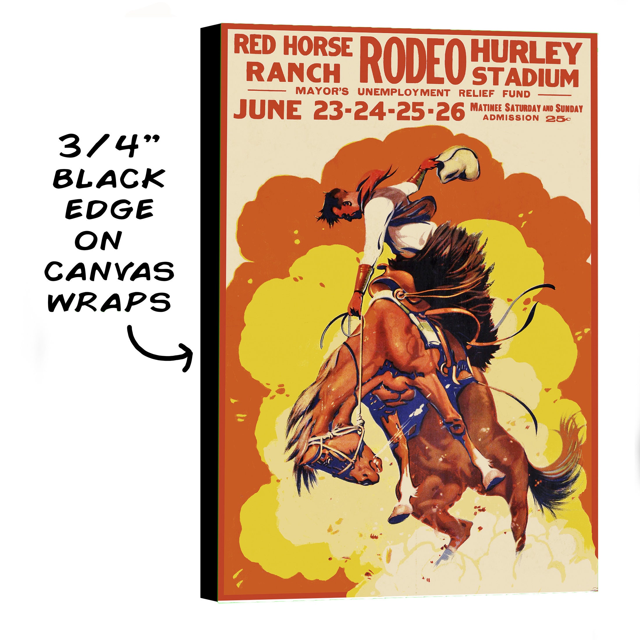 Vintage Red Horse Ranch Rodeo Poster, Horse, Trick Riding, Western Art ...