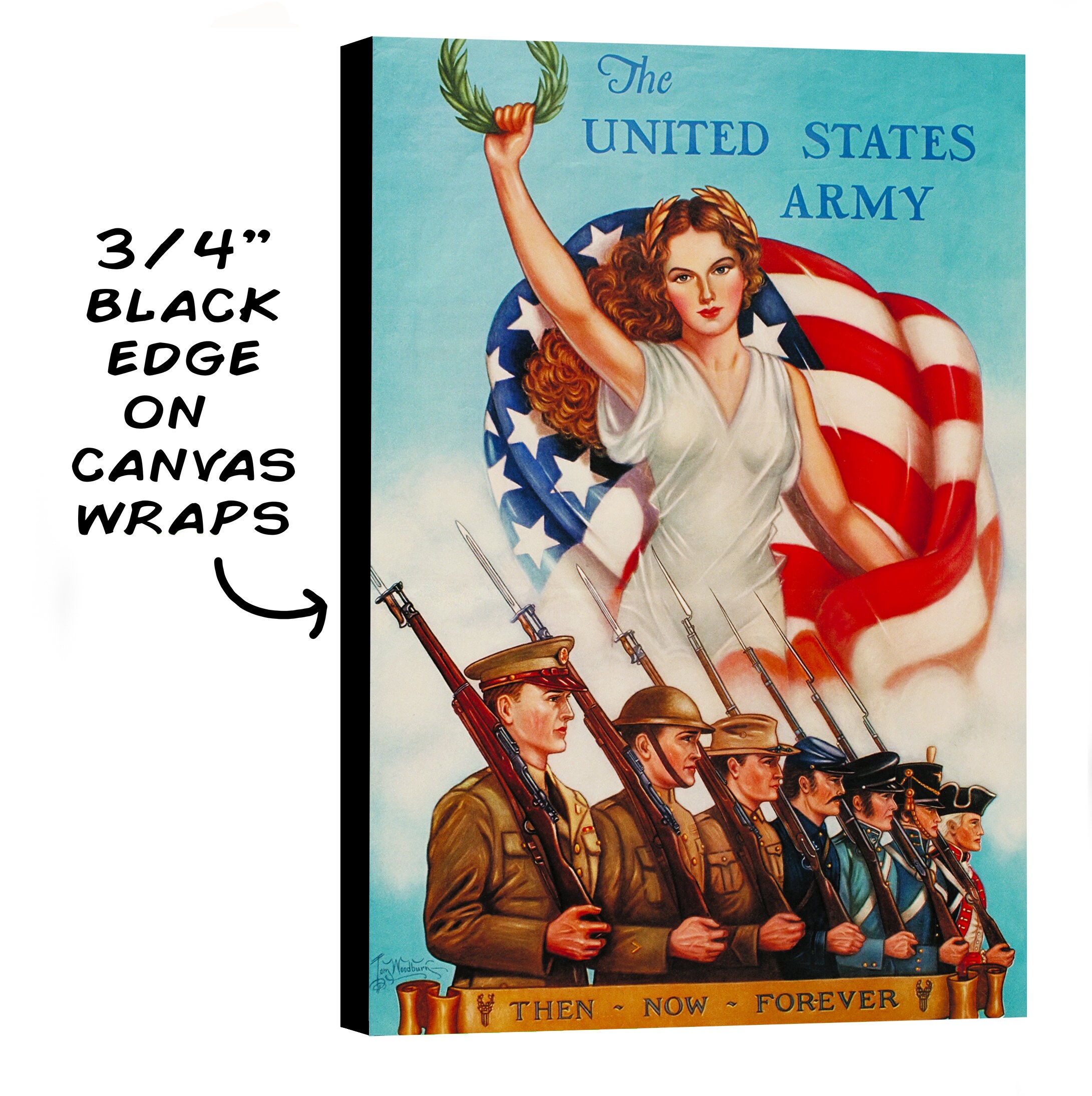 Vintage WWI or WWII the Unites States Army, Then, Now and Forever ...