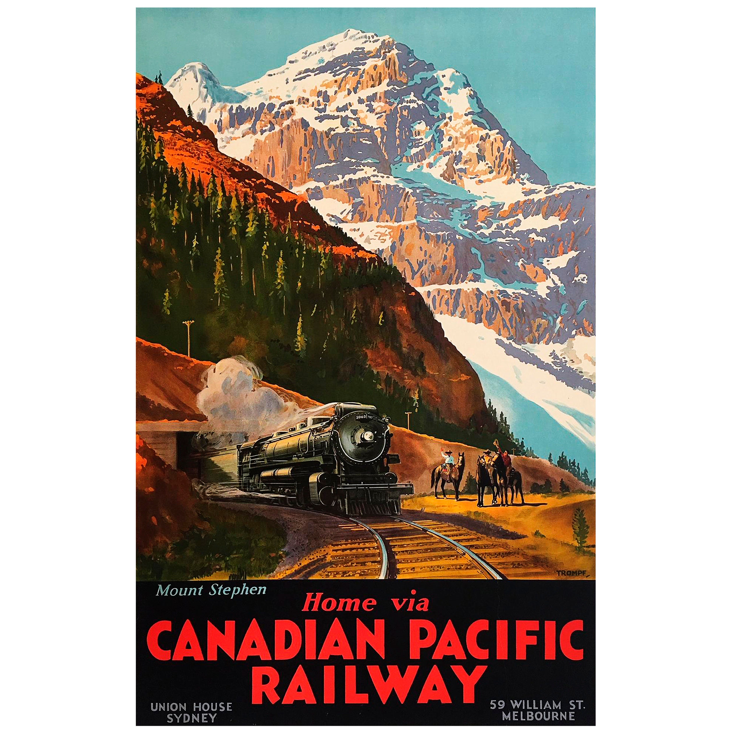 Vintage Train Canadian Pacific Railway Travel Poster, Banff, Jasper ...