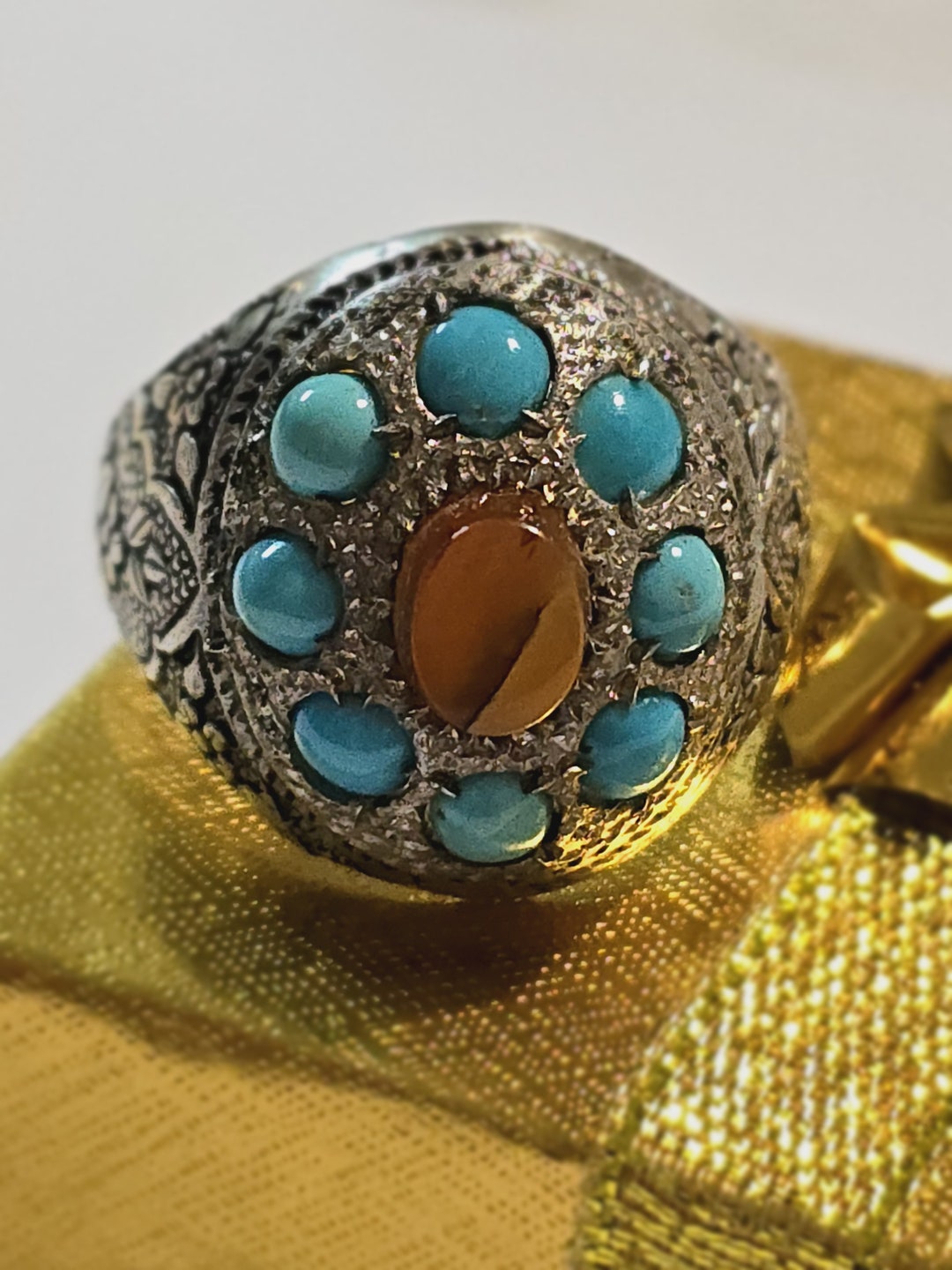Natural Handmade Aqeeq Stone and Nishaburi Turquoise Orginal Pure ...