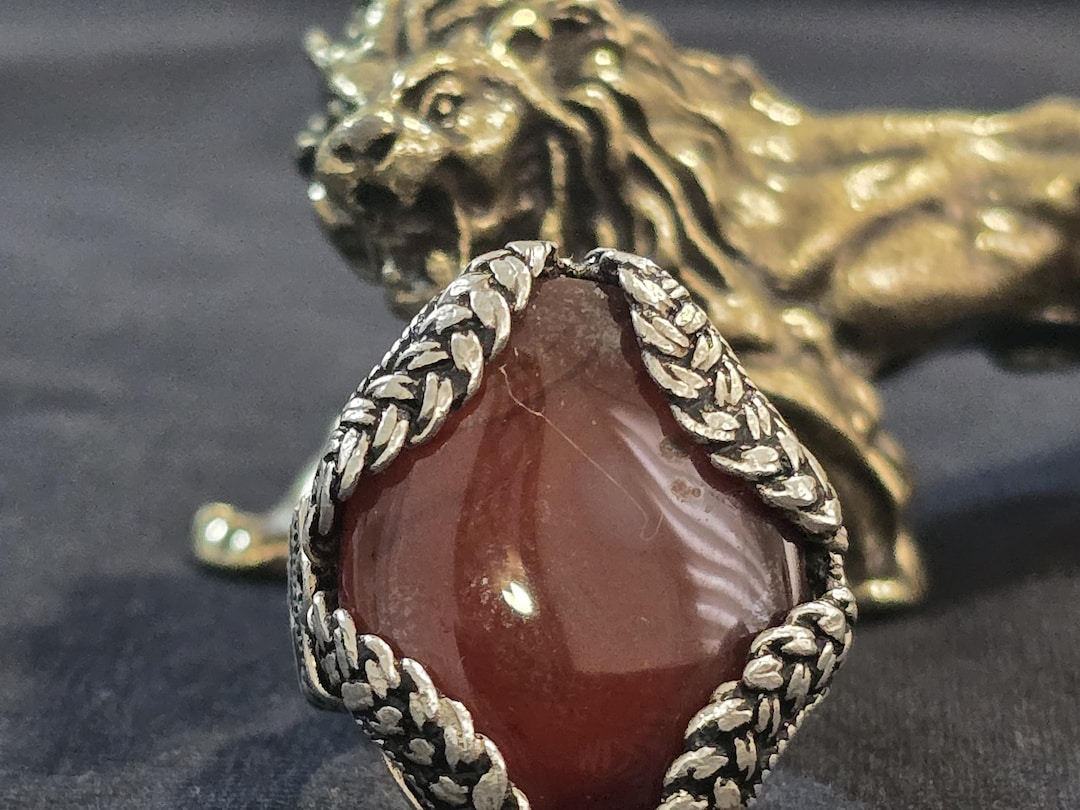 Natural Pure Red Aqeeq Stone Kabadi Viking Claw Design Amazing ...