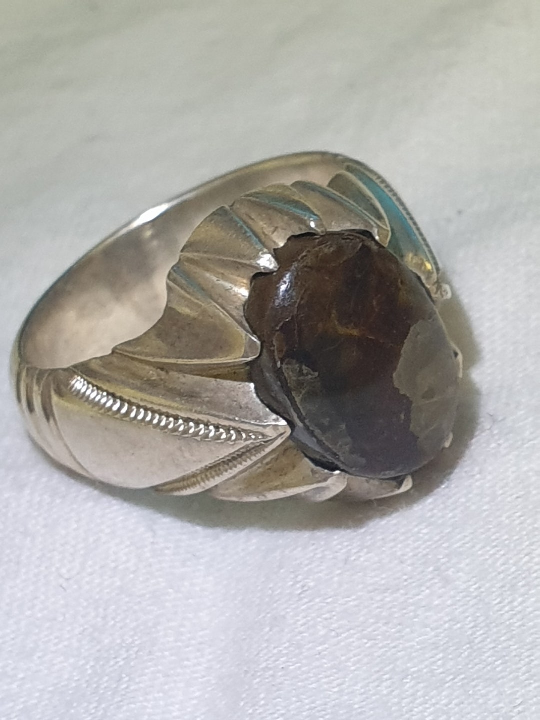 Natural Coral Called Iraq Yousor Pure Stone Ring خاتم بحجر اليسر القديم ...