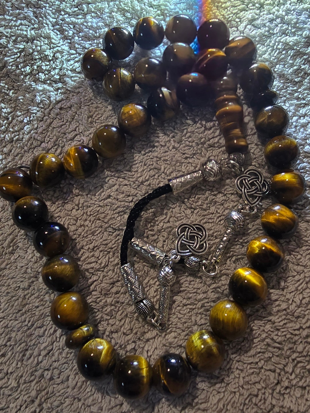 Natural Tasbih Islamic Misbaha Pure Tiger Eye Stone 33 Rosary Misbaha ...