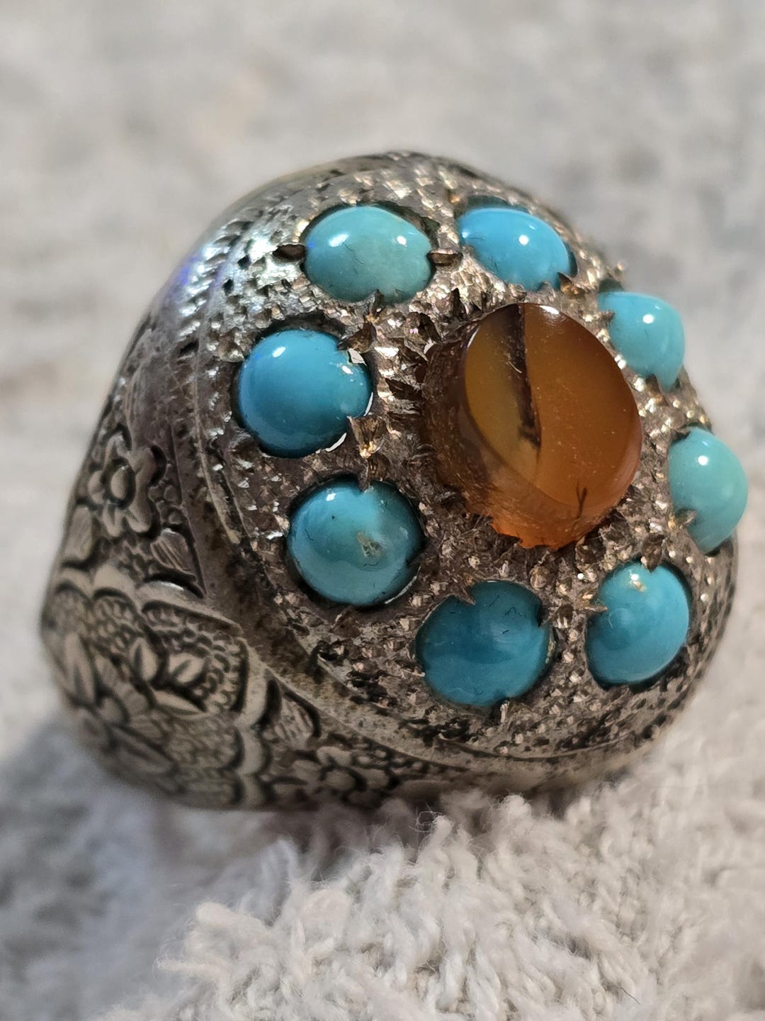 Natural Handmade Aqeeq Stone and Nishaburi Turquoise Orginal Pure ...