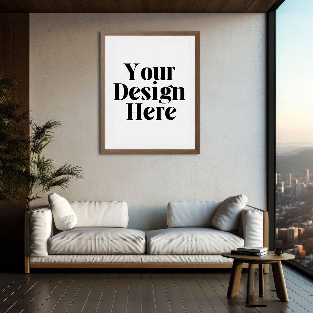 Single Frame Mockup Digital Frame Mockup White Wood Frame Mockup Wall ...