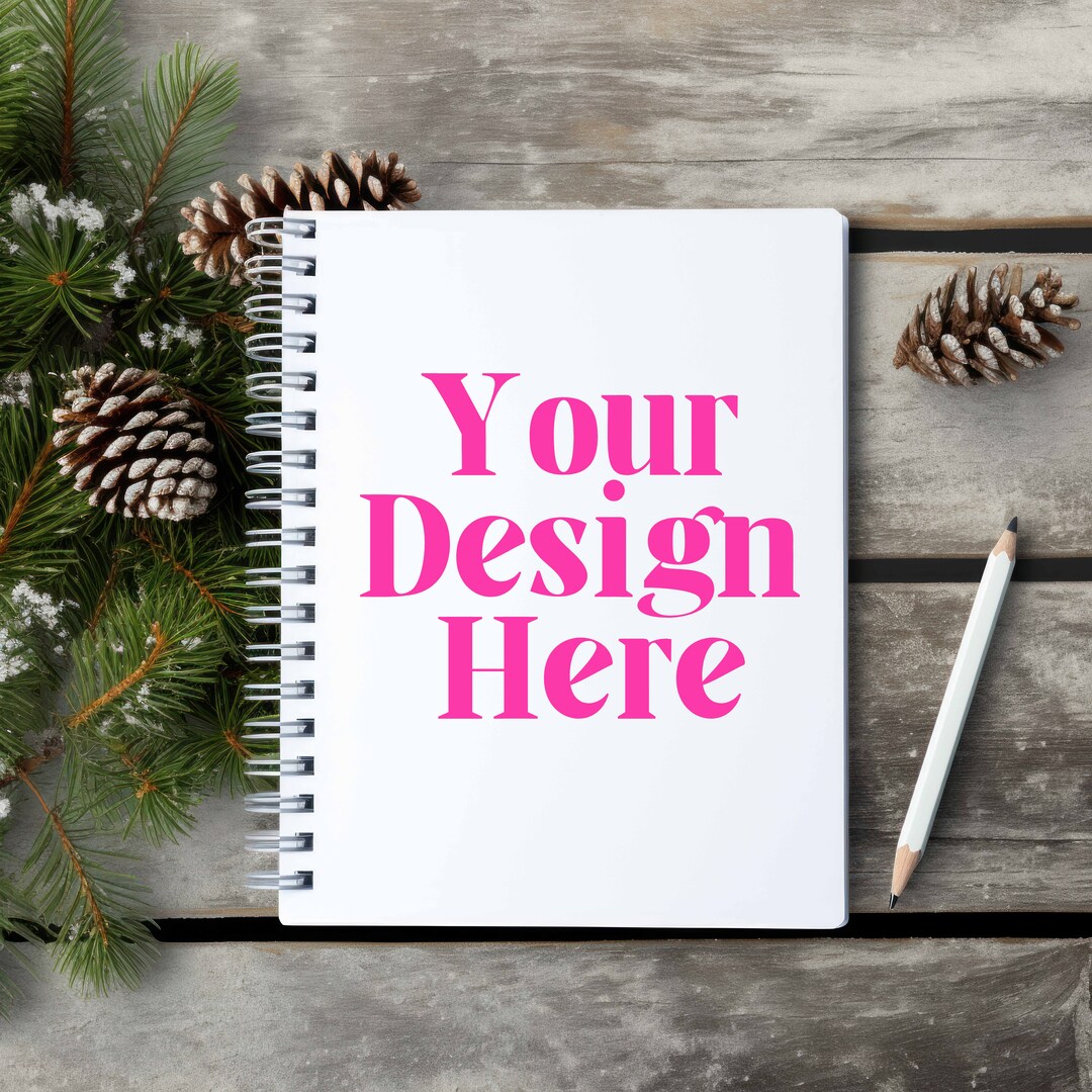 Spiral Notebook Mockup Christmas White Notebook Mockup Spiral Notebook ...