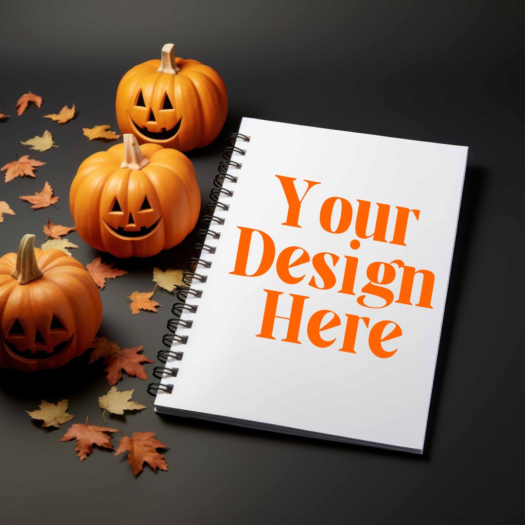 Spiral Notebook Mockup Halloween White Notebook Mockup Spiral Notebook ...