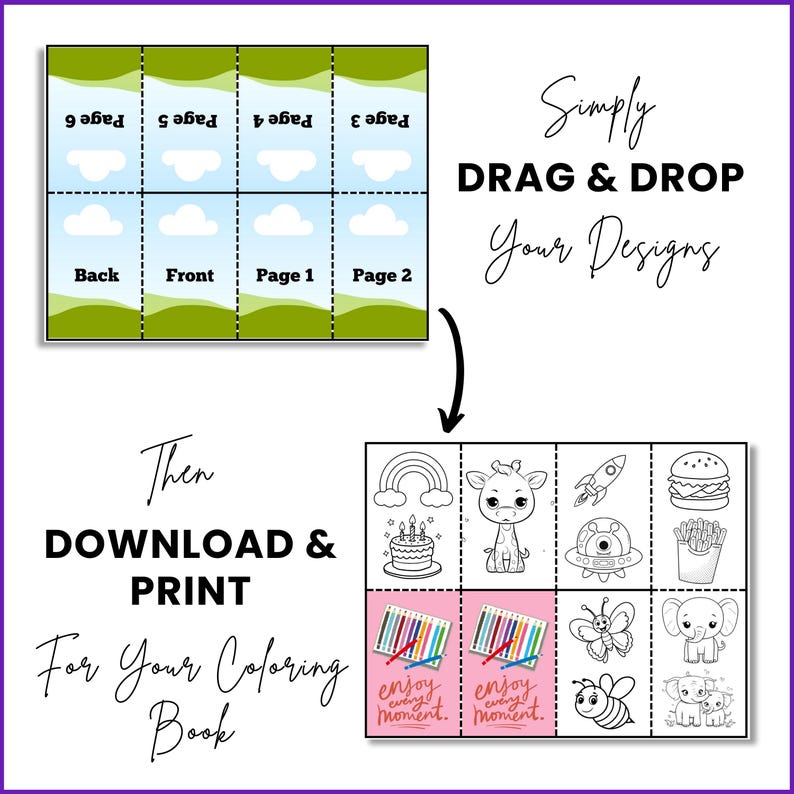 Mini Book Template Editable Canva Booklet Template DIY Coloring Book ...