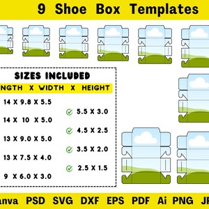 9 Shoe Box Template Bundle Canva Shoes Boxes Templates Sneaker Box ...