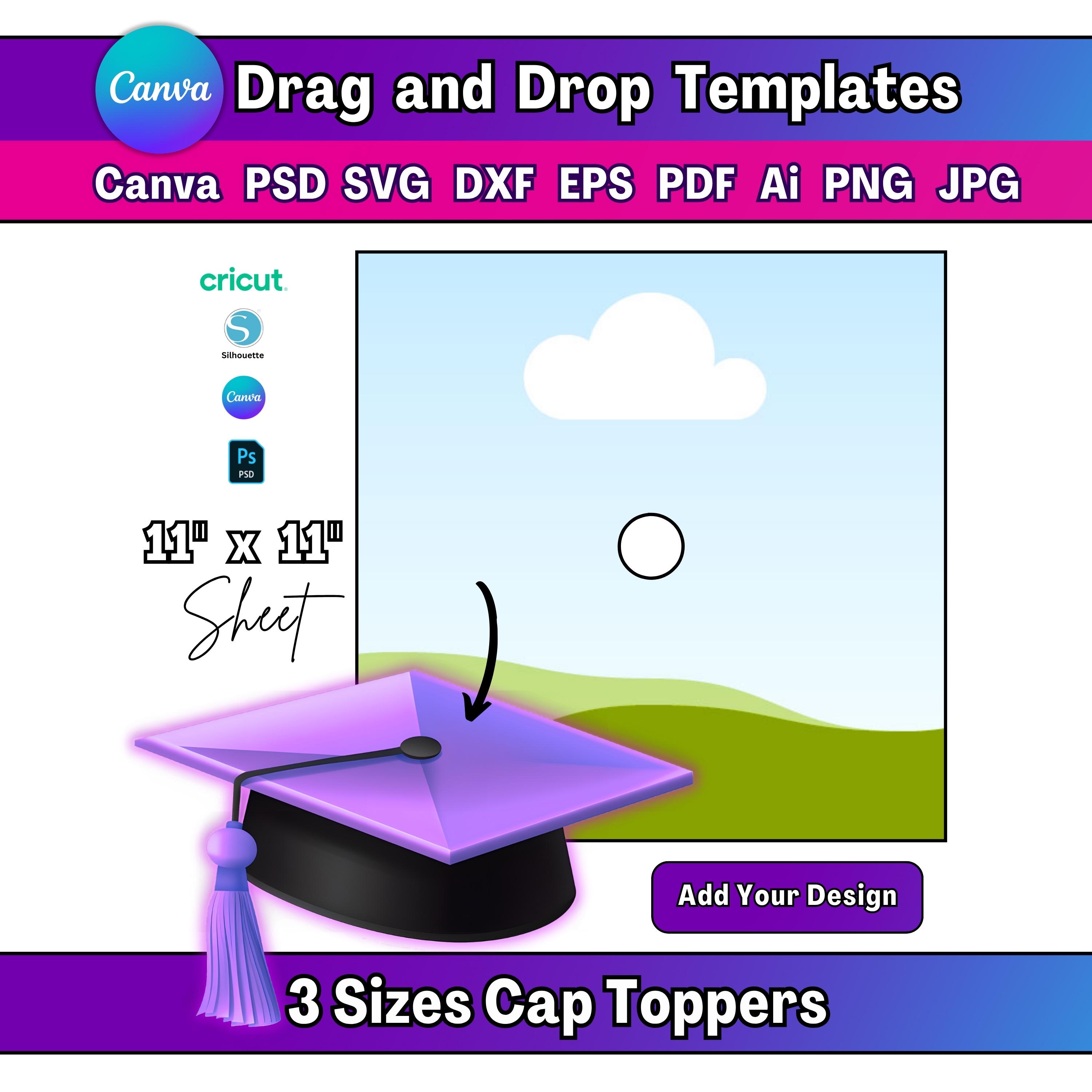 3 Size Graduation Cap Topper Template Canva Graduation Cap Topper ...