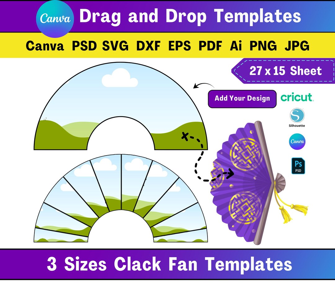 3 Sizes Clack Fan Template Canva Editable Clack Fan Templates Drag ...