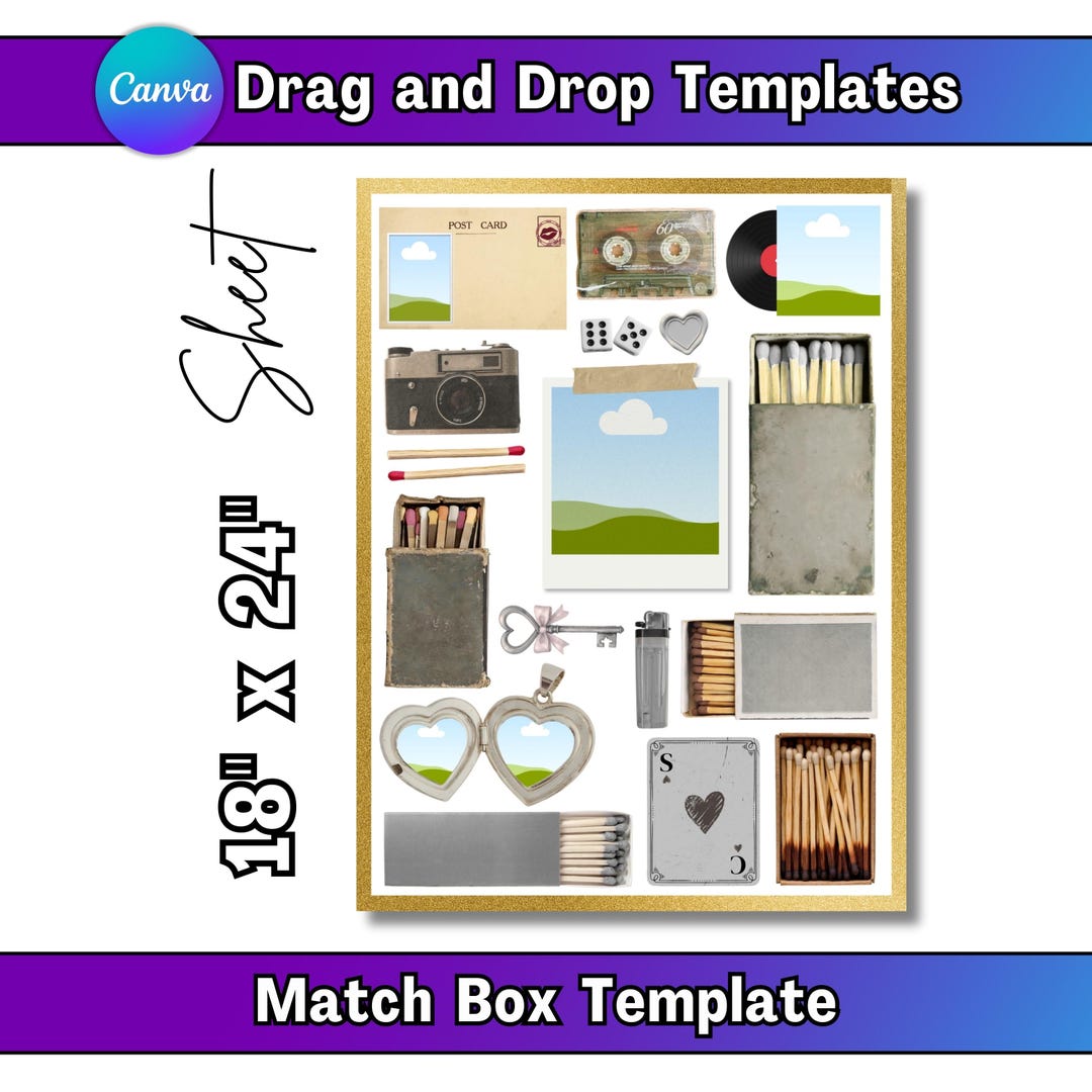 Match Box Template DIY Custom Matchbook Art Printable Download ...
