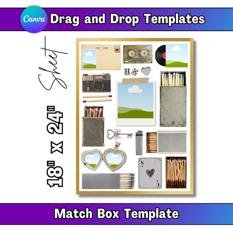 Match Box Template DIY Custom Matchbook Art Printable Download ...