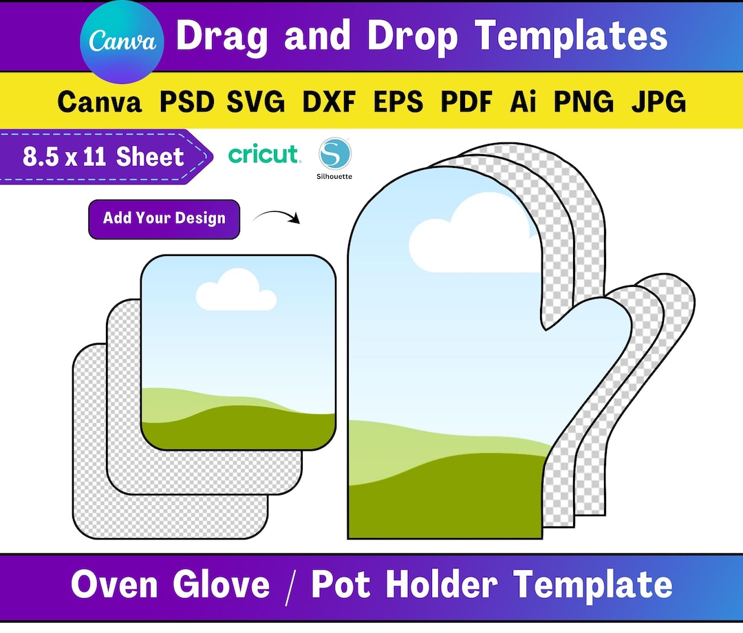 Oven Glove Pot Holder Sublimation Template Canva Drag and Drop Oven ...