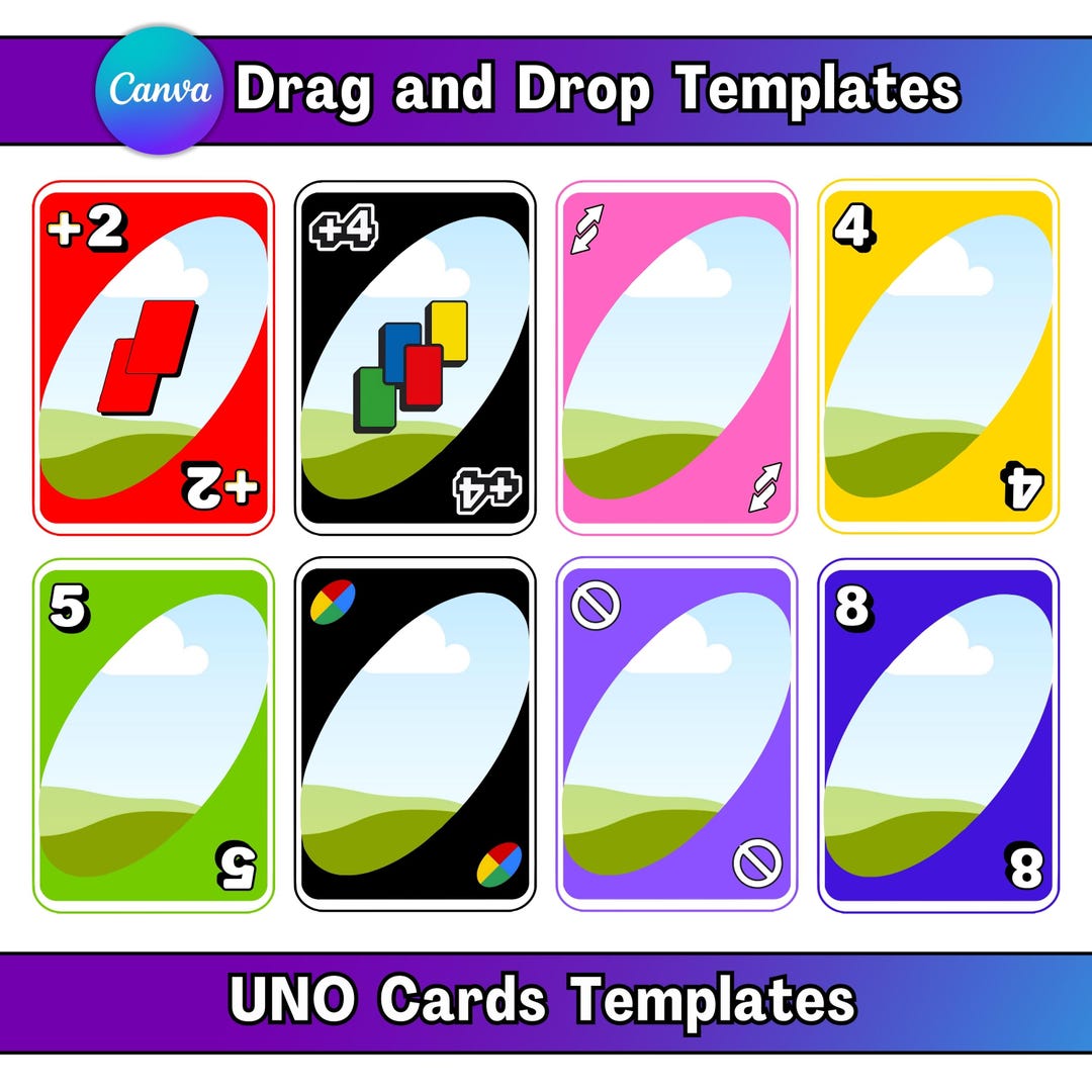 Uno Card Template Editable Canva Playing Card Template Printable Blank ...