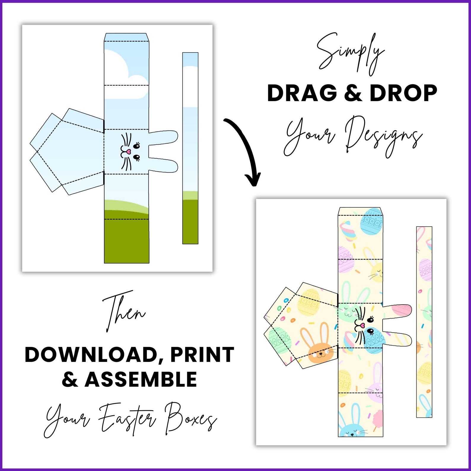 Easter Box Template Bunny Treat Box SVG for Cricut Printable Easter ...