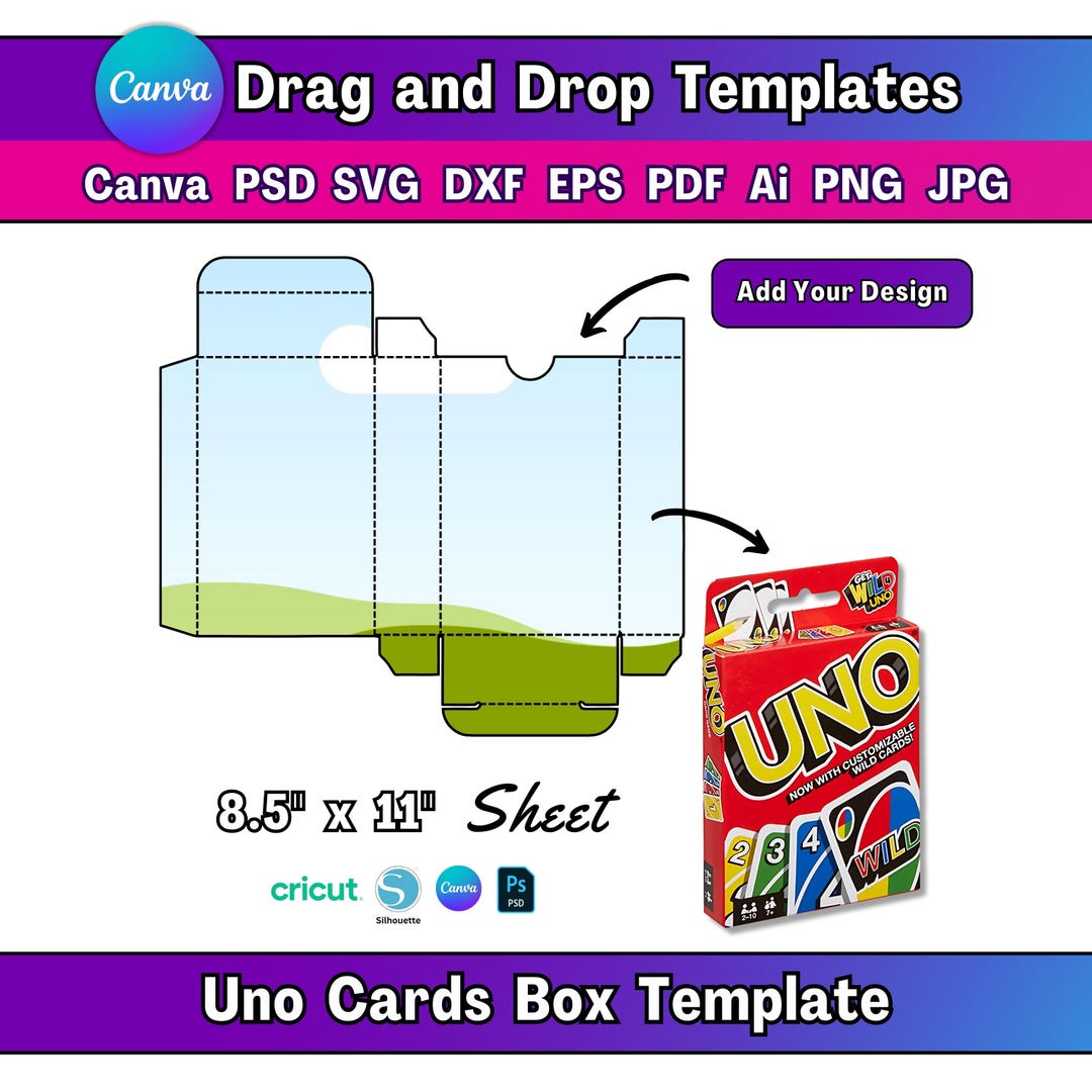 Uno Box Template Canva Playing Card Template Blank Card Deck Box Poker ...