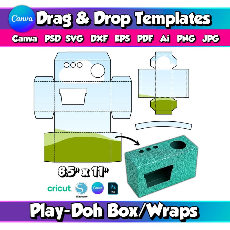 Play-doh Box Template Canva Activity Box Wrap Template Party Box ...