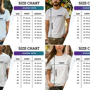 32 Size Chart Mockup Bundle: Bella Canvas, Gildan, Comfort Colors ...