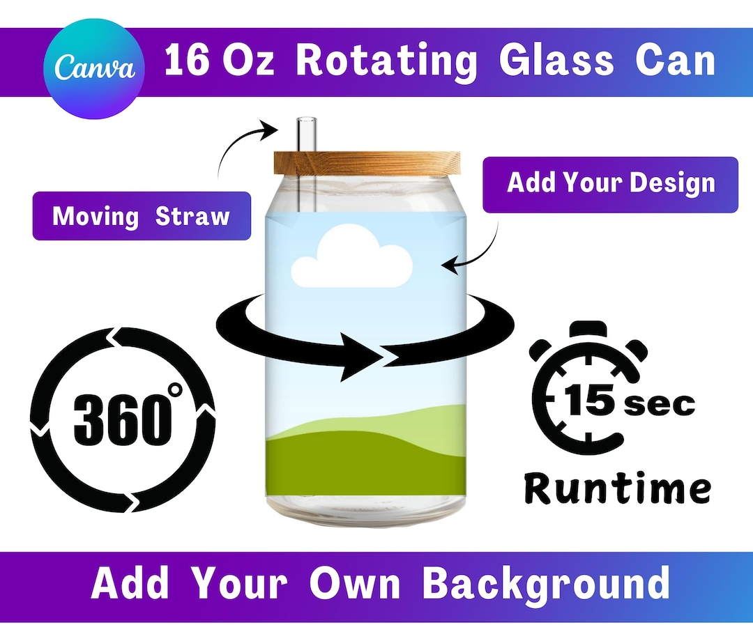 Canva Rotating Glass Can Mockup: 16 Oz Animated Libbey (digital ...