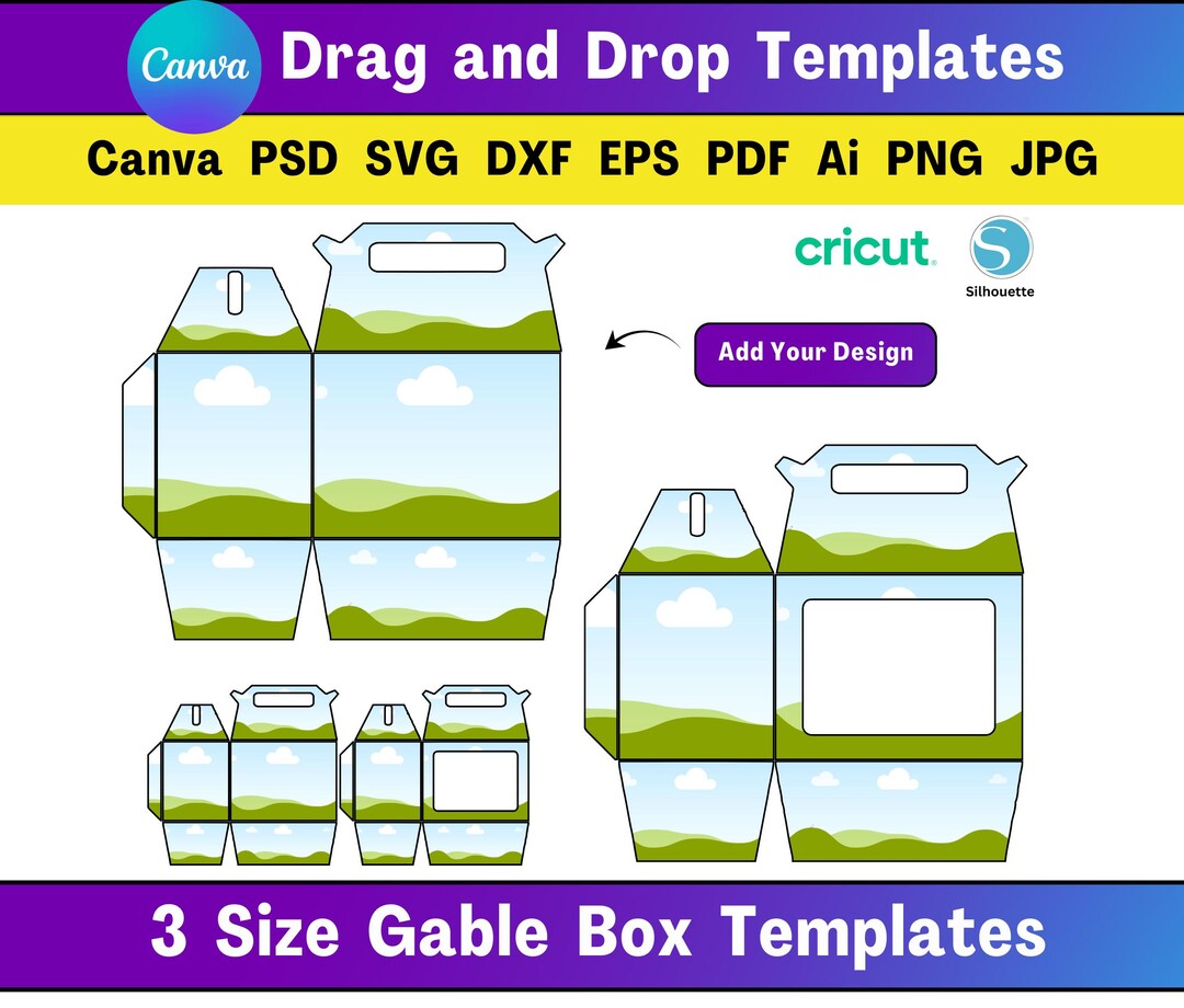 3 Size Gable Box Template Canva Gable Box Template Gable Box SVG Custom ...
