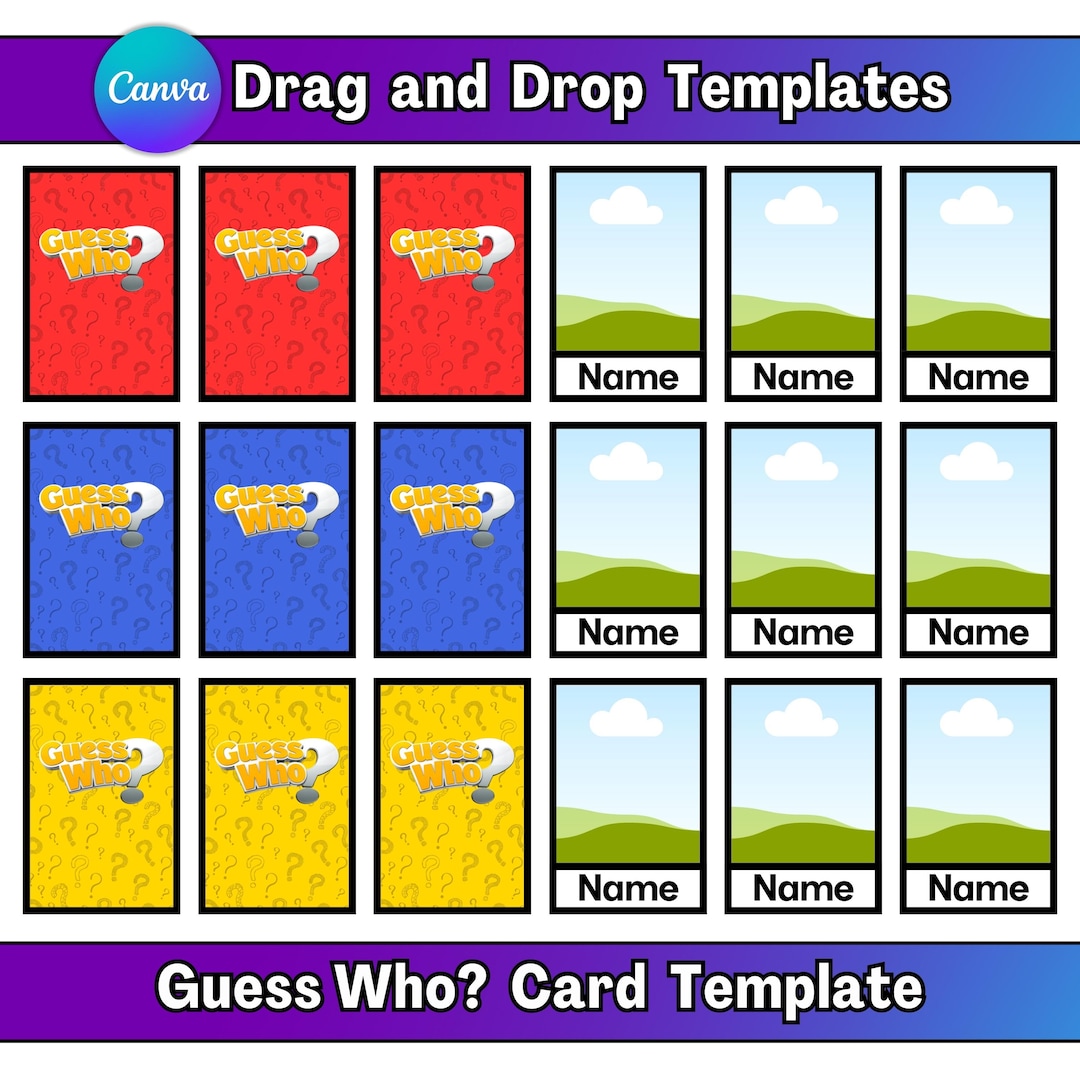 Guess Who Game Cards Editable Canva Guess Who Template Printable Guess ...