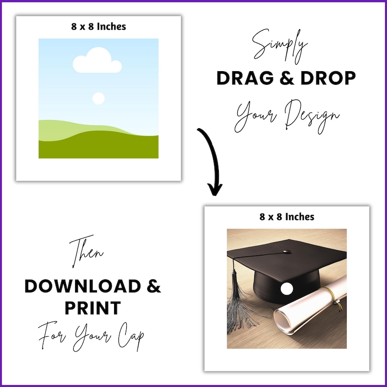 3 Size Graduation Cap Topper Template Canva Graduation Cap Topper