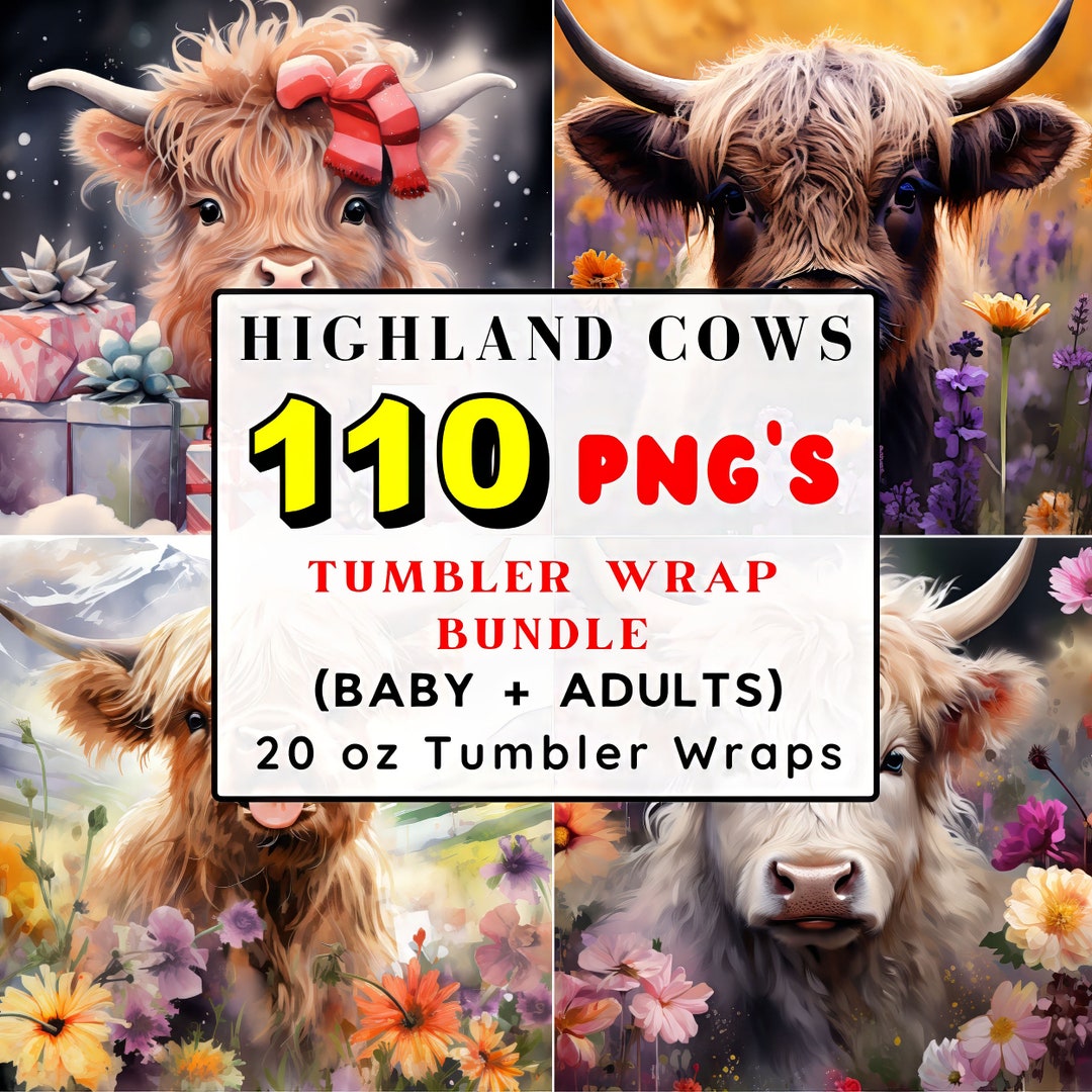 Highland Cow Tumbler Wrap Bundle: 20 Oz, 110 PNG Designs - Etsy