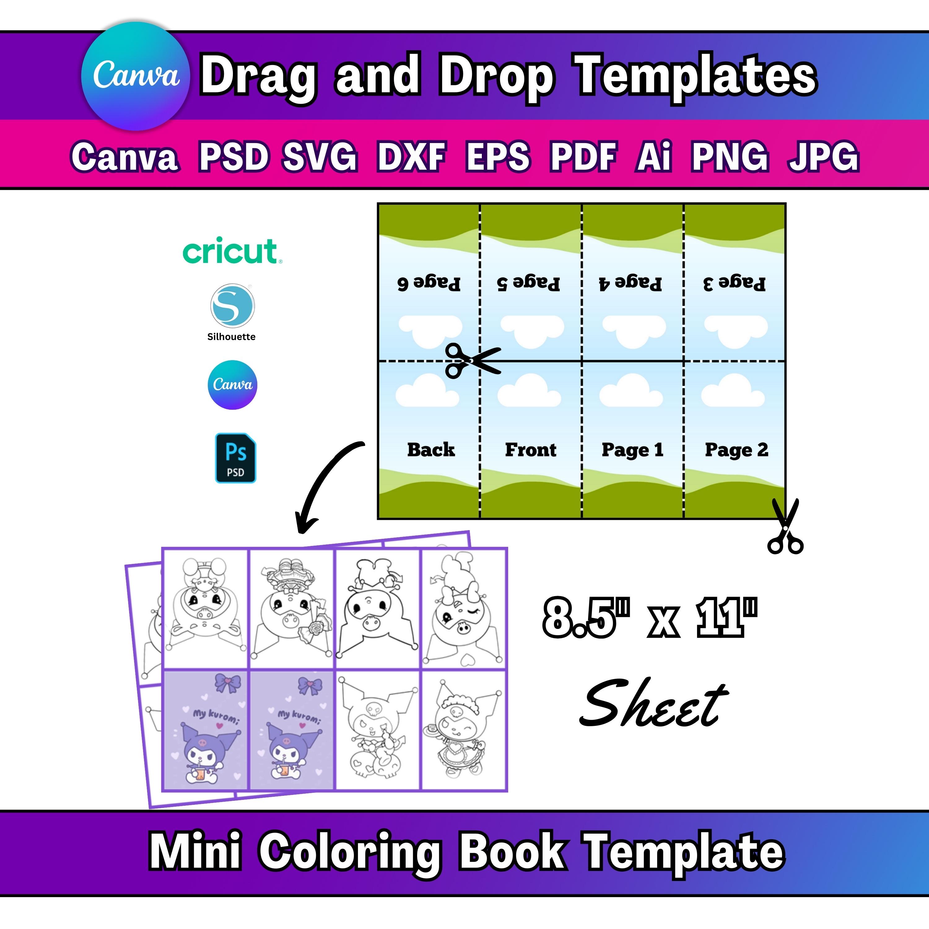 Mini Book Template Editable Canva Booklet Template DIY Coloring Book ...