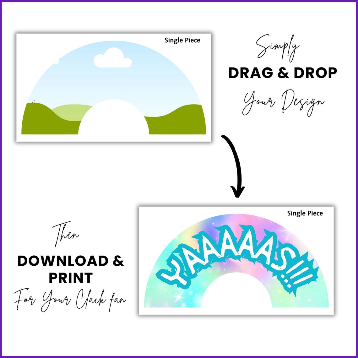 3 Sizes Clack Fan Template Canva Editable Clack Fan Templates Drag ...