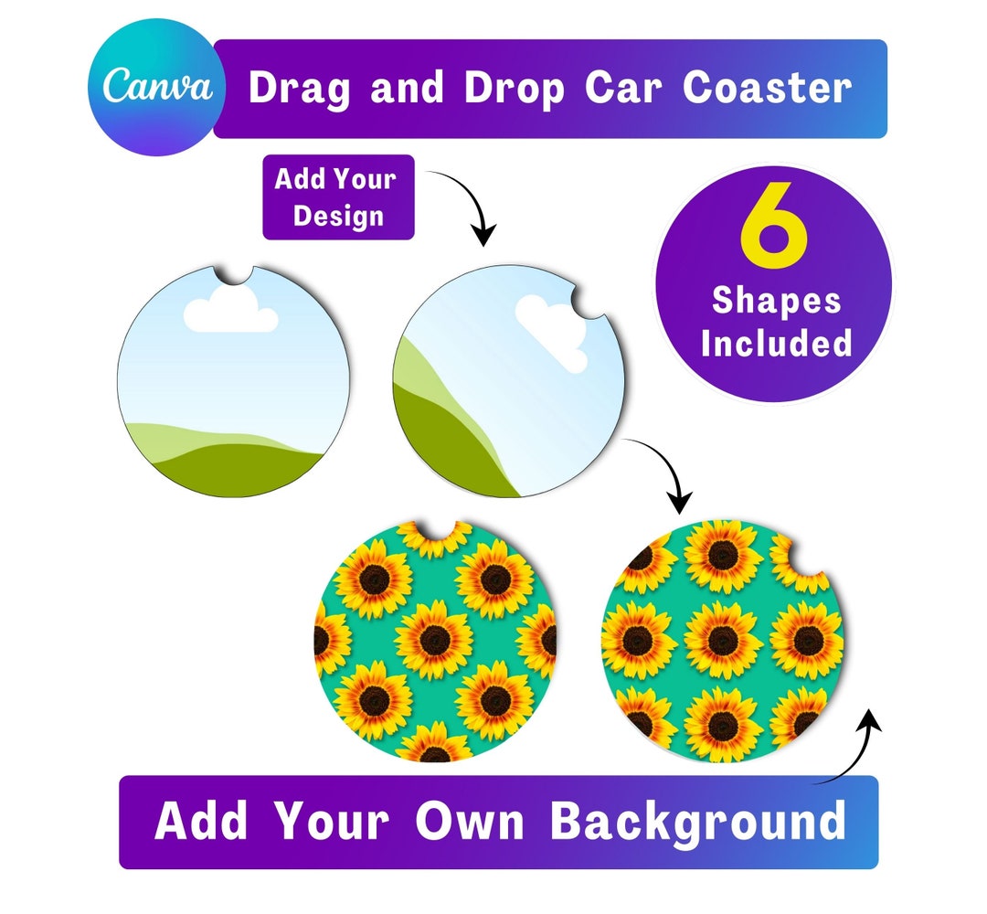 Car Coaster Mockup Bundle Canva Car Coaster Mockup Car Cup Coaster ...