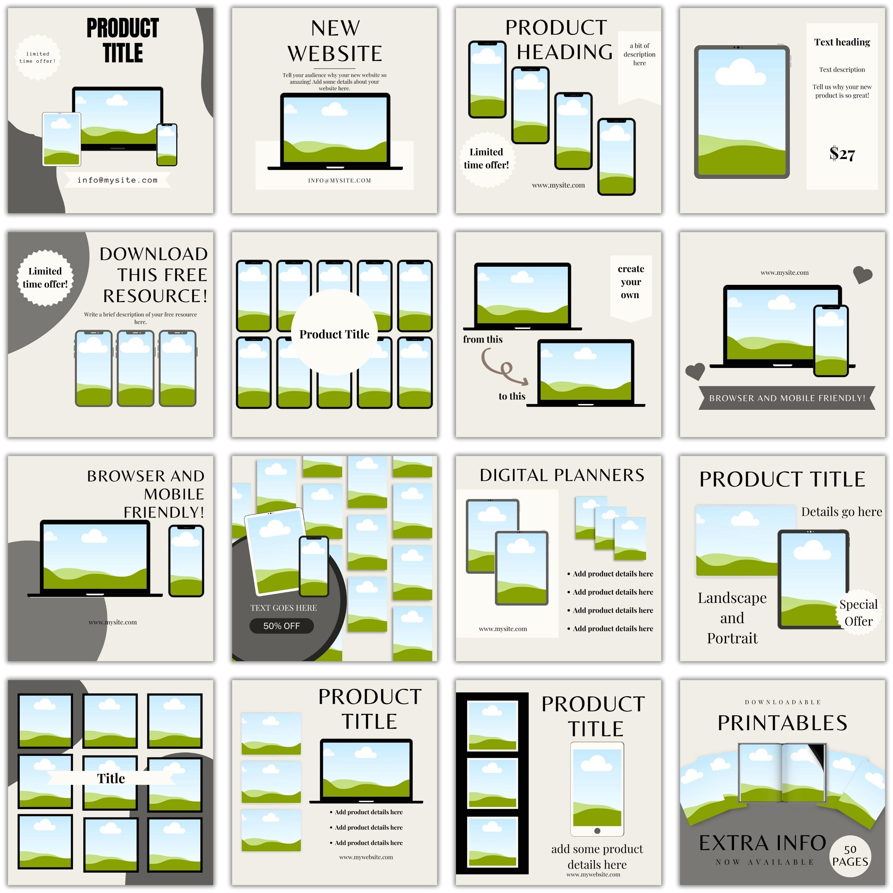 800 Canva Mockup Bundle Drag and Drop Editable Canva Templates All in ...