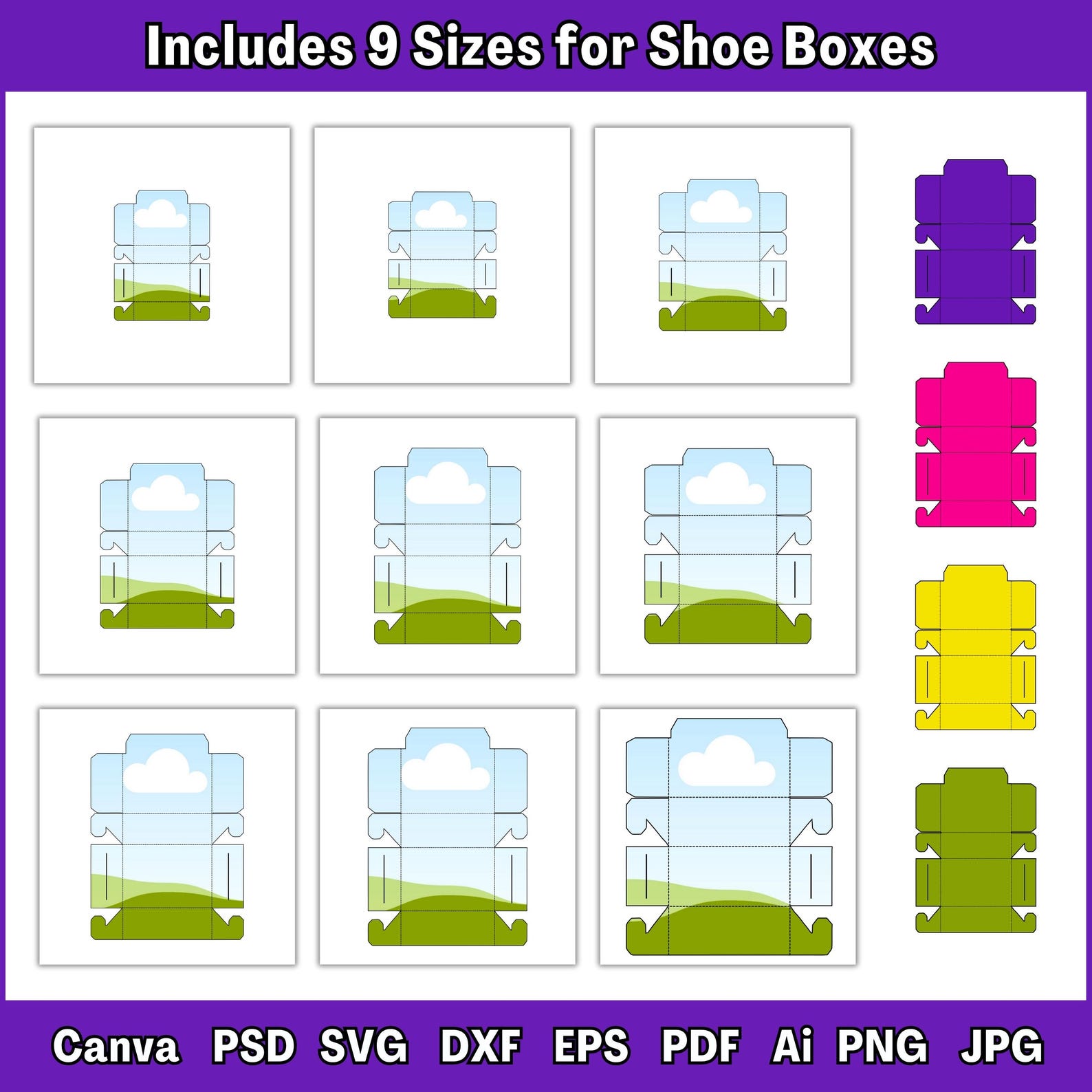 9 Shoe Box Template Bundle Canva Shoes Boxes Templates Sneaker Box ...