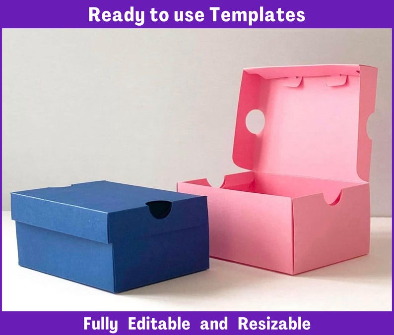 5 Size Sneaker Shoebox Template Canva Drag and Drop Cricut SVG ...