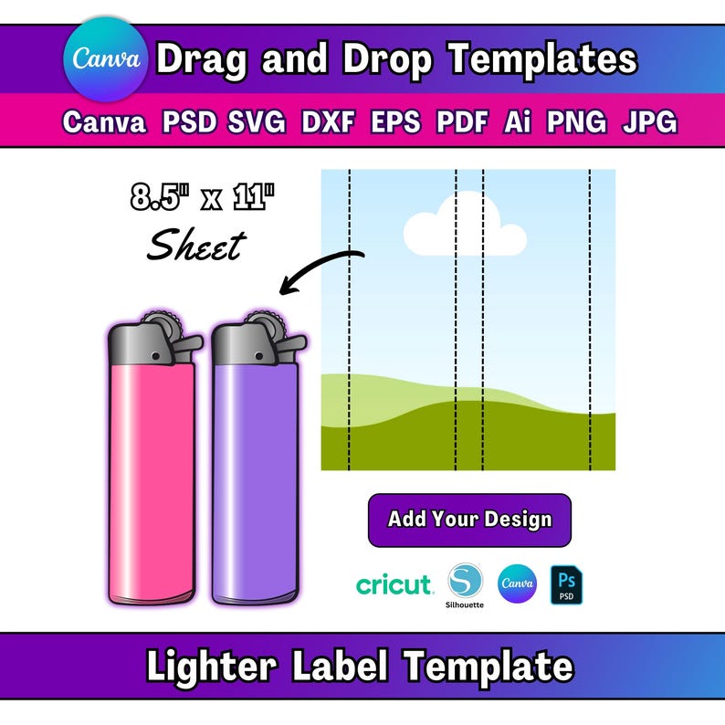 Lighter Label Template Editable Canva Lighter Wrap Template Lighter ...