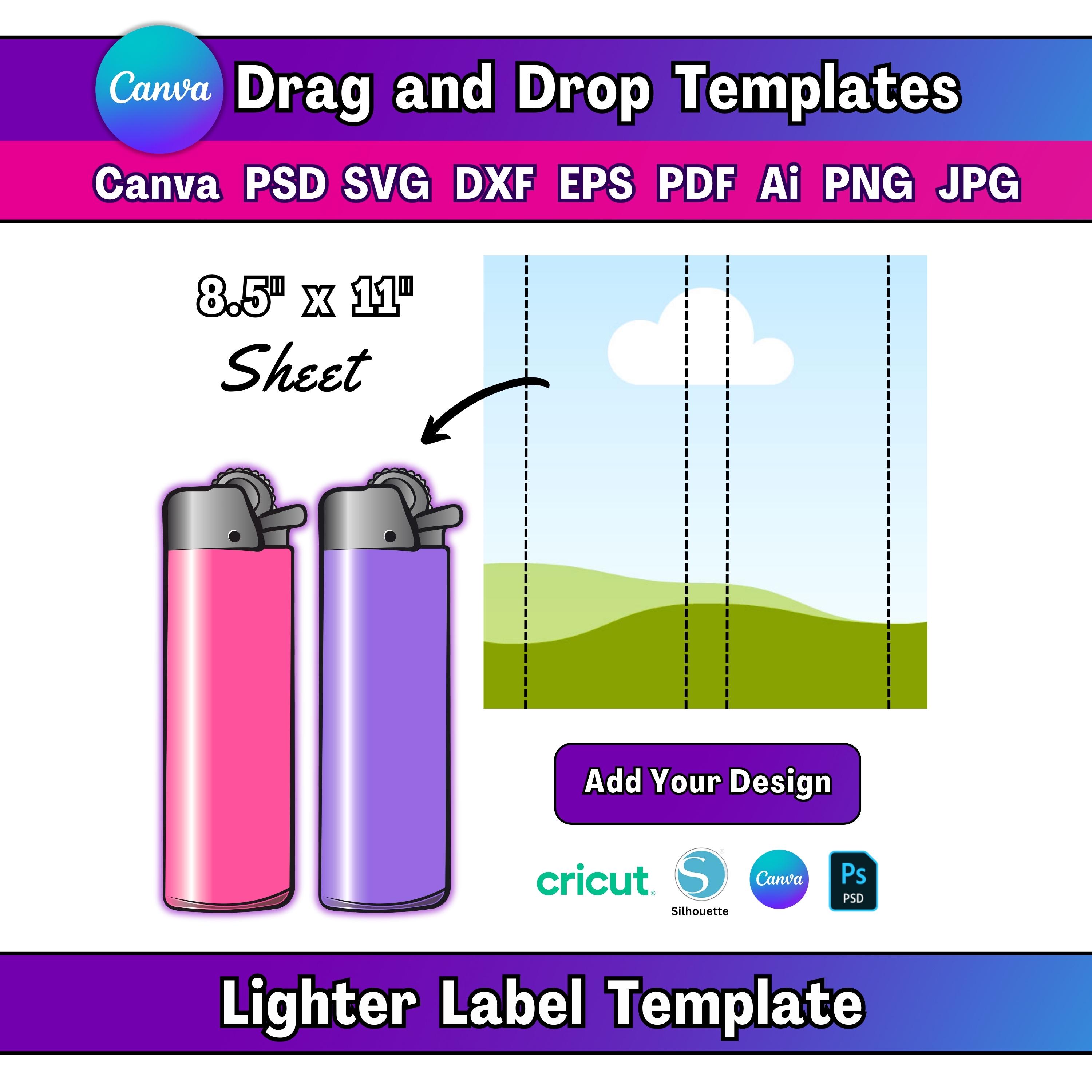 Lighter Label Template Editable Canva Lighter Wrap Template Lighter ...