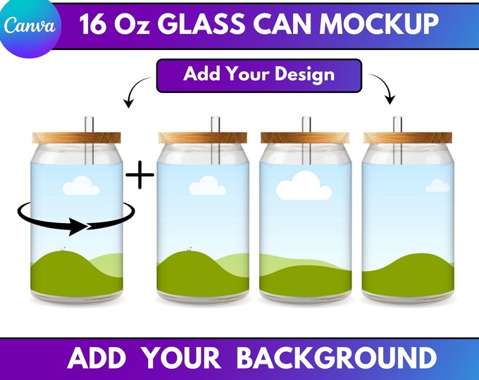 3 Libbey Fall Glass Mockup, Canva Full Wrap Mockup, Drag and Drop ...