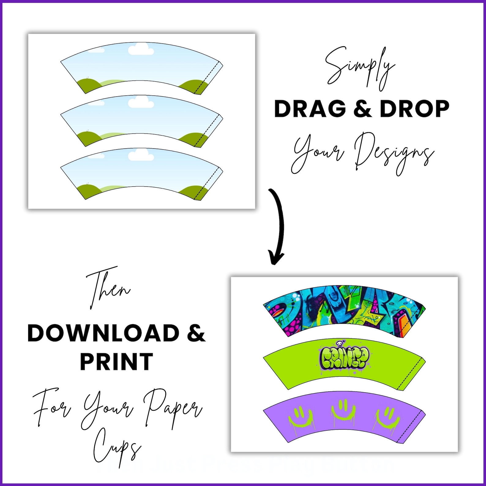 6 Size Paper Cup Wrap Template Editable Canva Coffee Cup Wrap Template ...