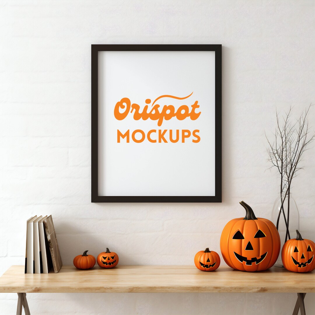 Frame Mockups Closeup, Halloween Wall Art Mockup, Halloween Picture ...
