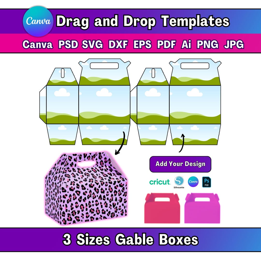 3 Size Gable Box Template Canva Gable Box Template Gable Box SVG Custom ...