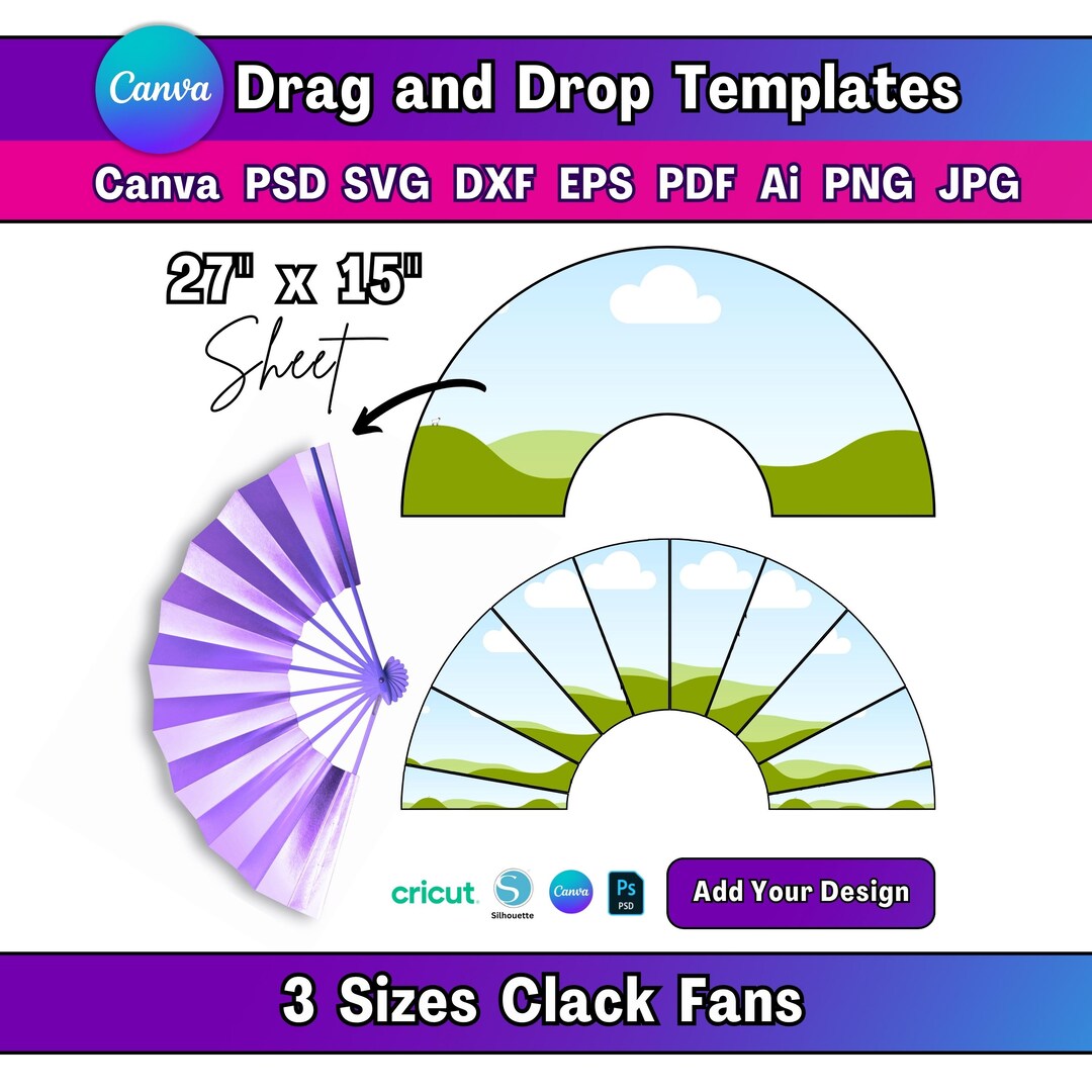 3 Sizes Clack Fan Template Canva Editable Clack Fan Templates Drag ...