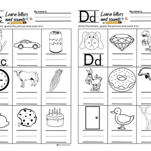26 Printable Alphabet Letter Sounds and Color in Worksheets for Kids ...