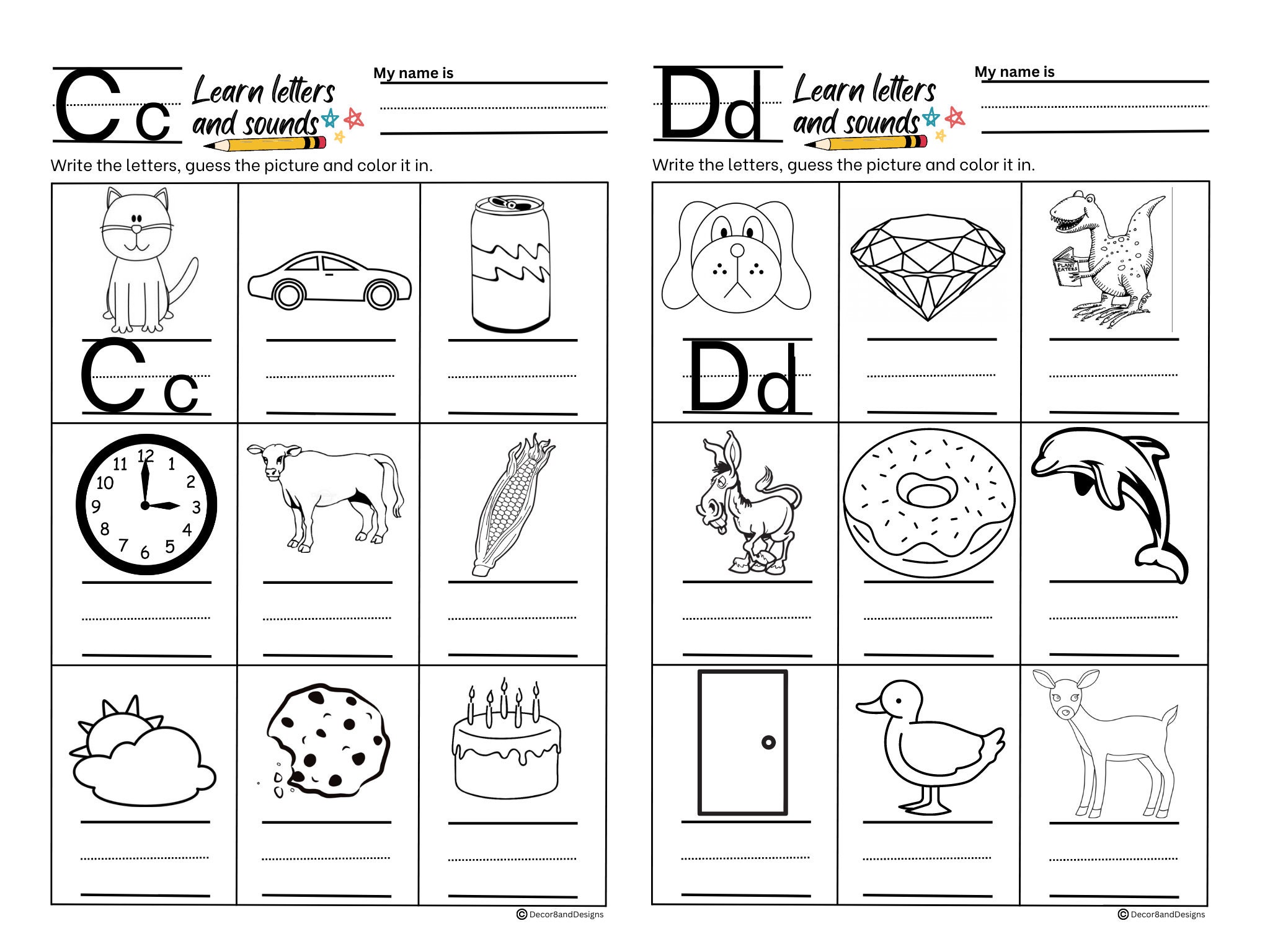 26 Printable Alphabet Letter Sounds and Color in Worksheets for Kids ...