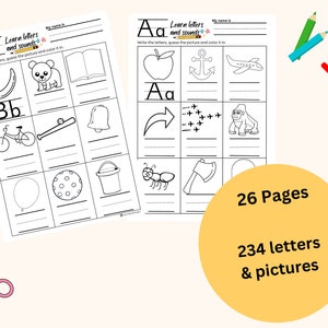 26 Printable Alphabet Letter Sounds and Color in Worksheets for Kids ...