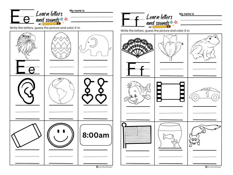 26 Printable Alphabet Letter Sounds and Color in Worksheets for Kids ...