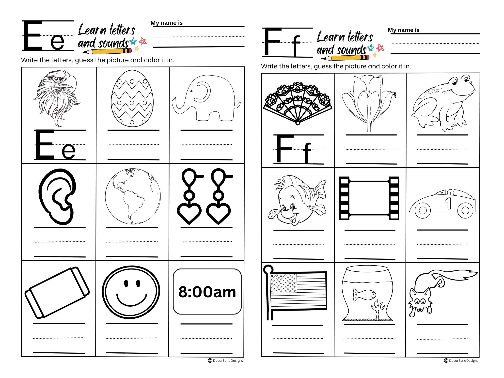 26 Printable Alphabet Letter Sounds and Color in Worksheets for Kids ...